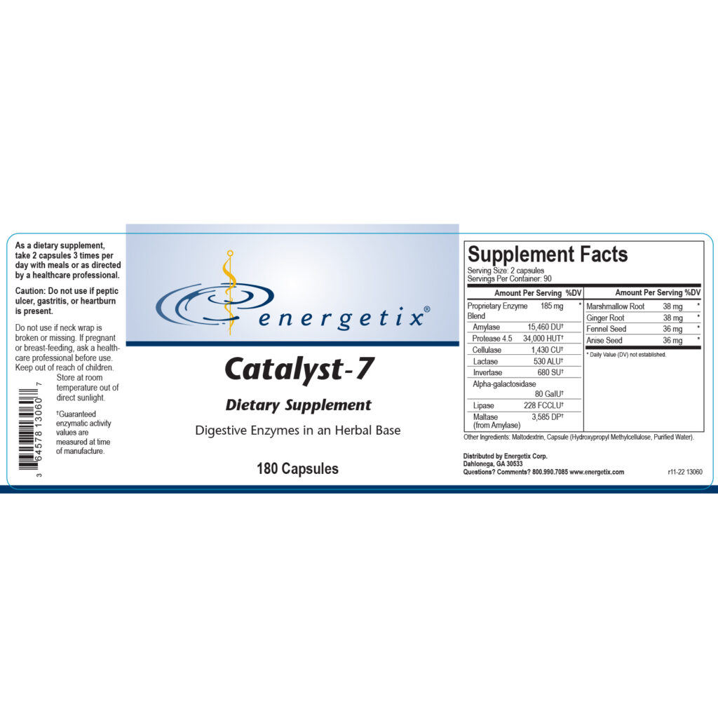 Catalyst-7 180 Capsules | Digestive Enzymes in an Herbal Base | Energetix