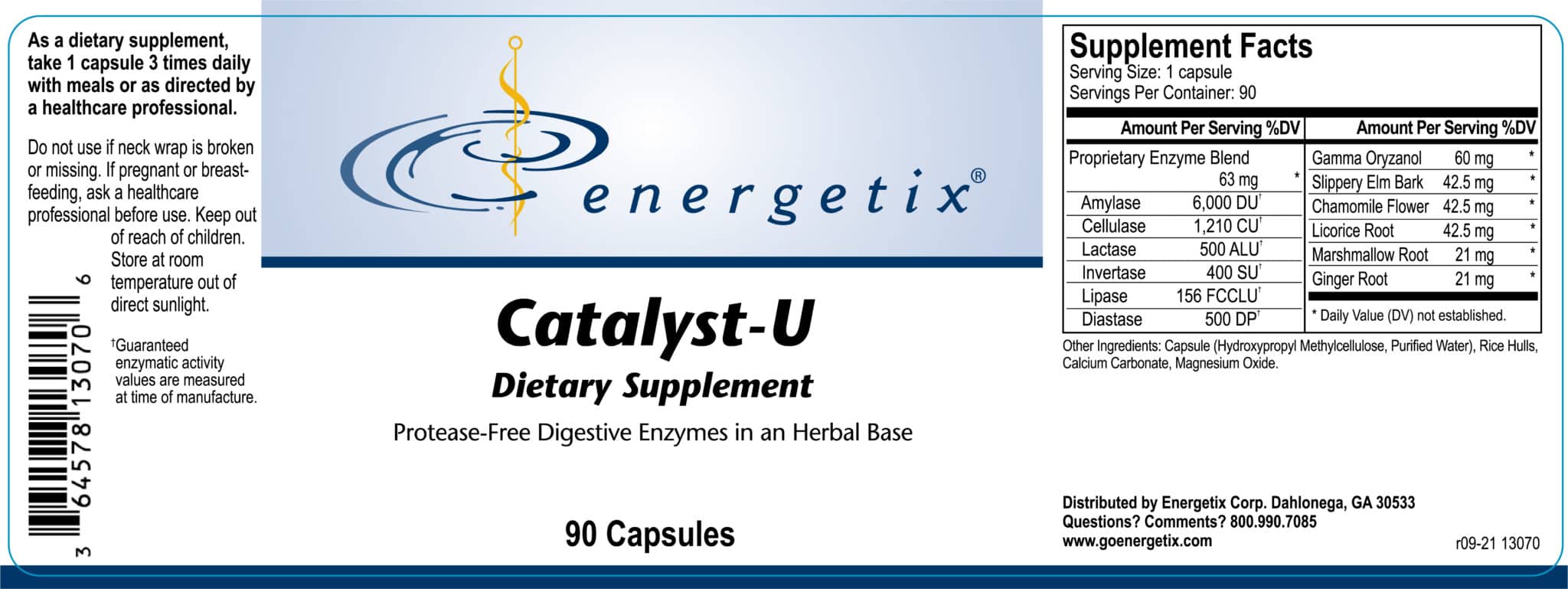 Catalyst-U 90 Capsules | Protease-Free Digestive Enzymes in an Herbal ...