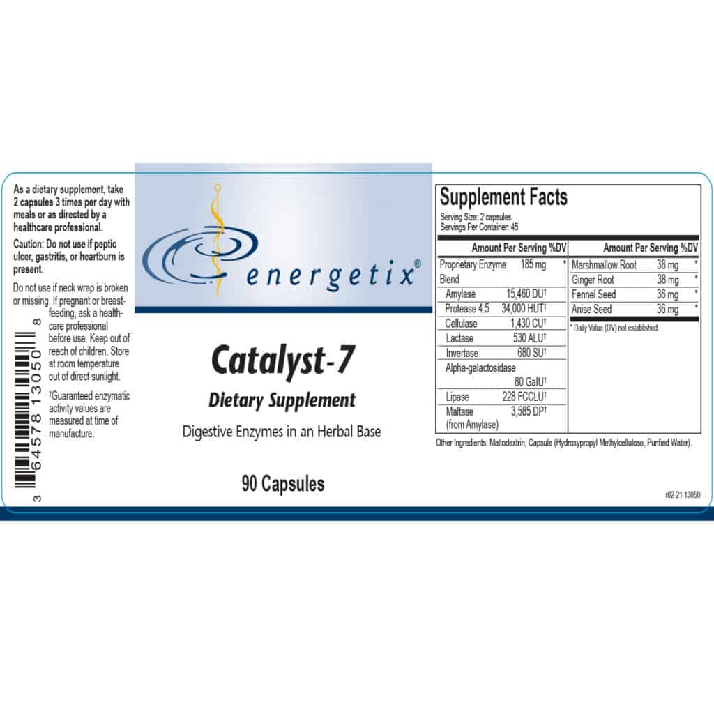 Catalyst-7 90 Capsules | Digestive Enzymes in an Herbal Base | Energetix