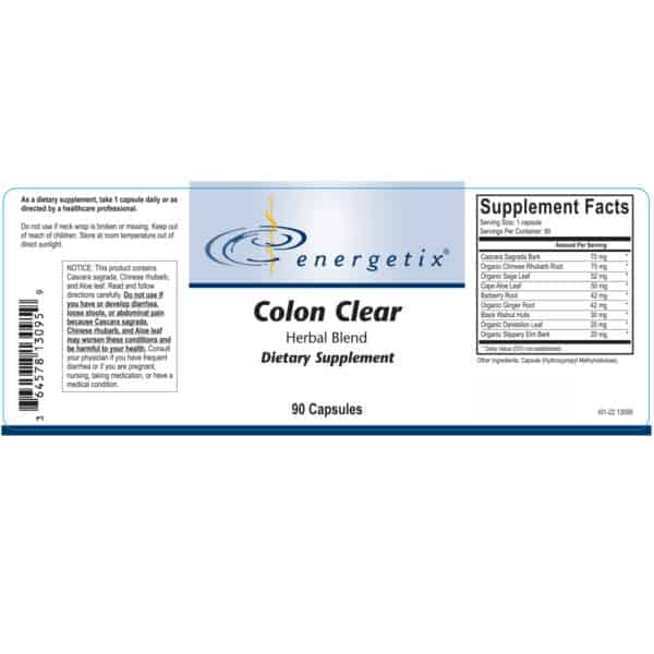 Colon Clear 90 Capsules | Herbal Blend | Energetix