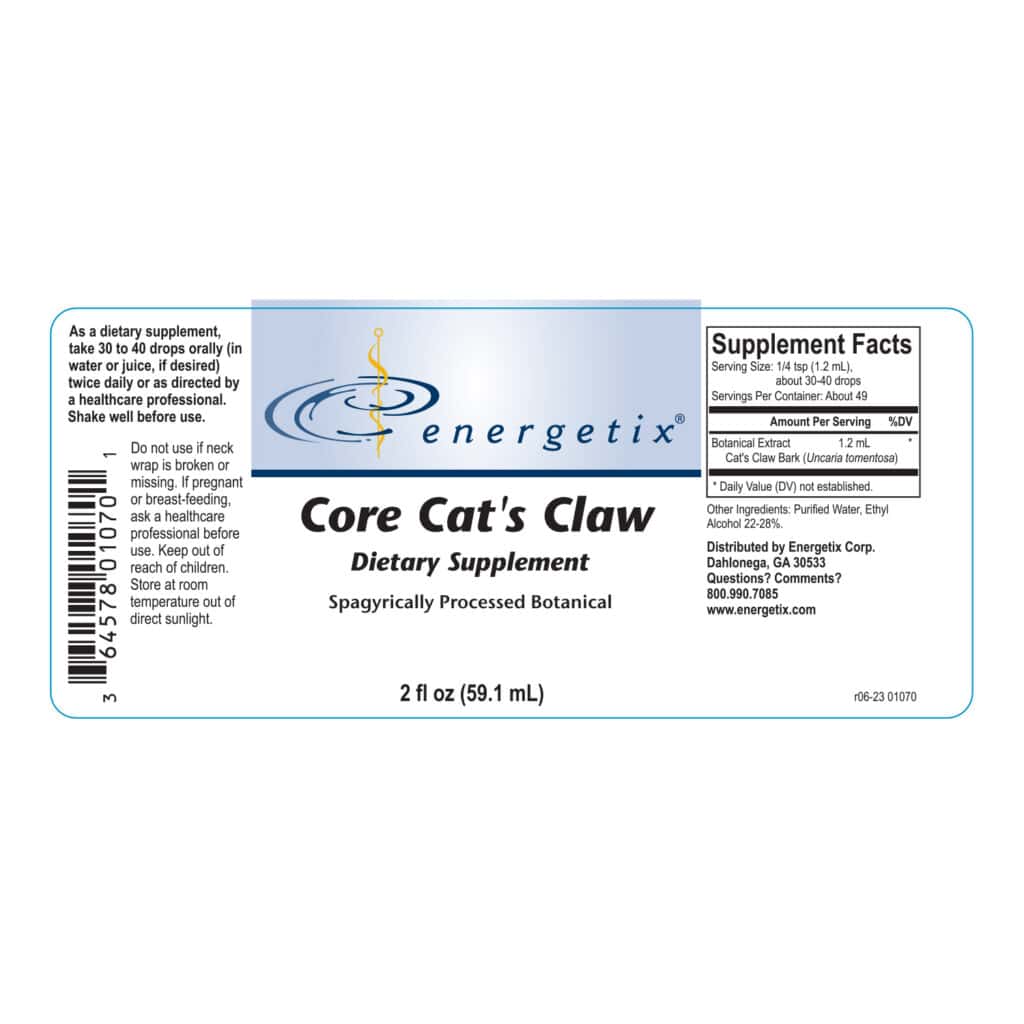 Core Cat's Claw | Spagyrically Processed Botanical | Energetix
