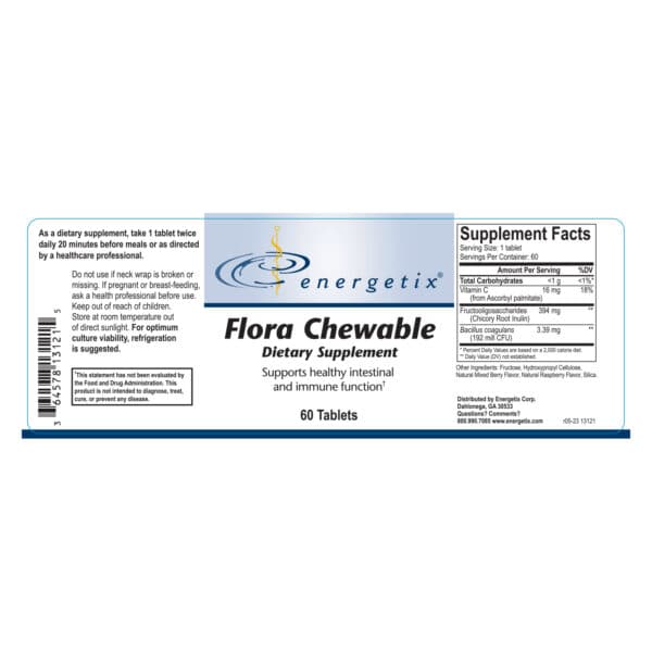 Flora Chewable 60 Tablets | Supports Healthy Intestinal and Immune ...