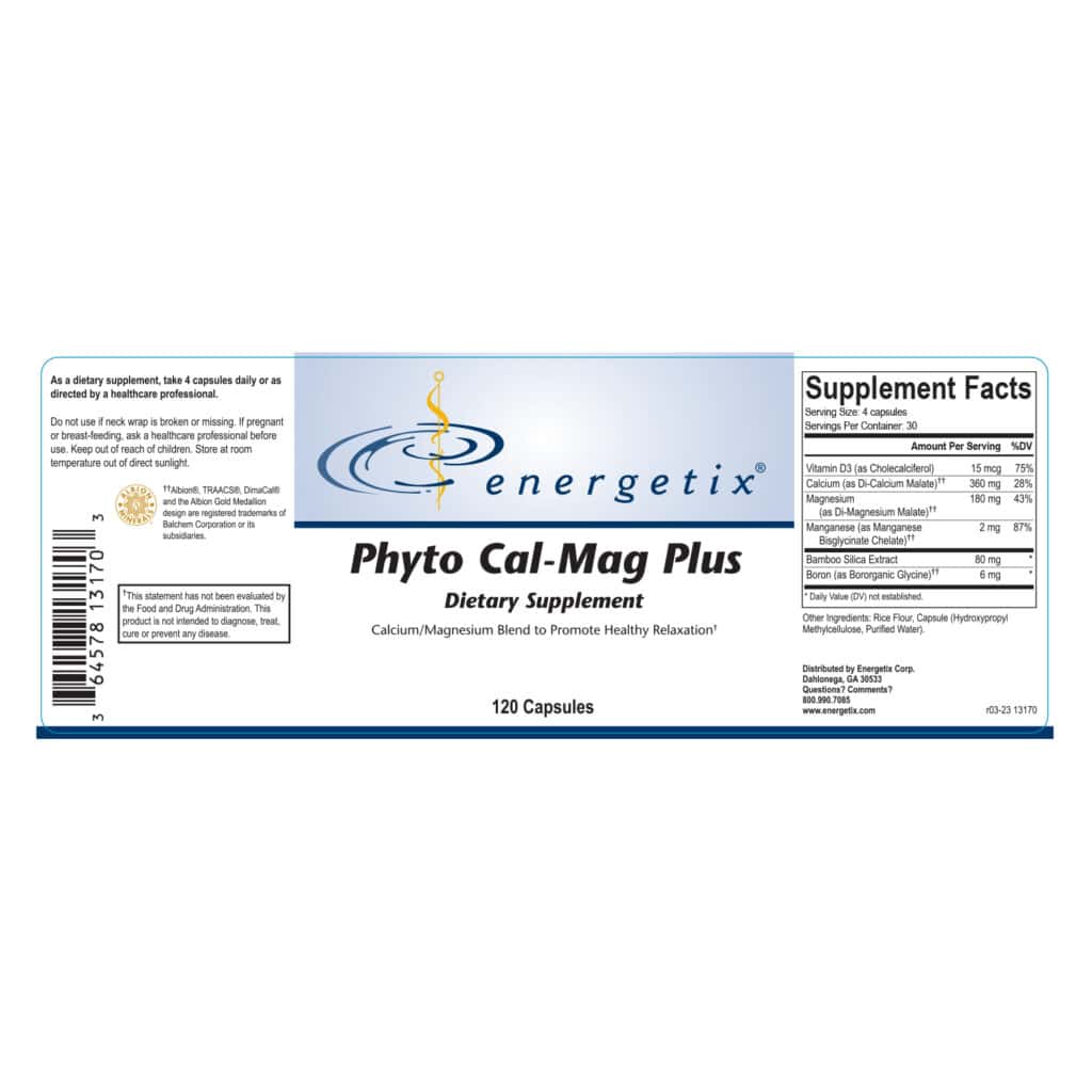 Phyto Cal-Mag Plus 120 Capsules | Calcium/Magnesium Blend | Energetix